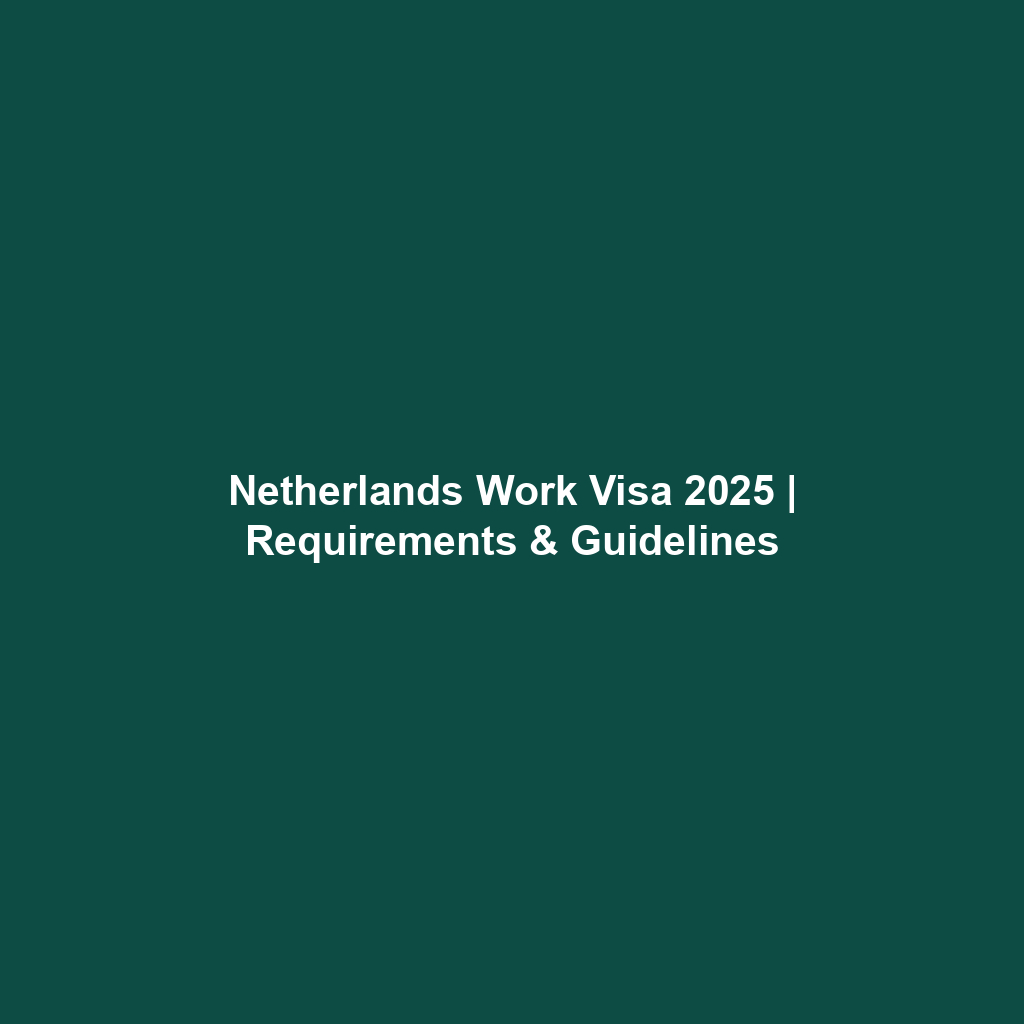 Netherlands Work Visa 2025 | Requirements & Guidelines